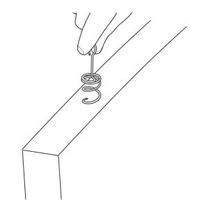Baffle corkscrews and cables, corkscrew hangers and hanging cable