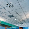 SQUARELINE metal ceiling tiles have a high-tech, modern look, affordably.